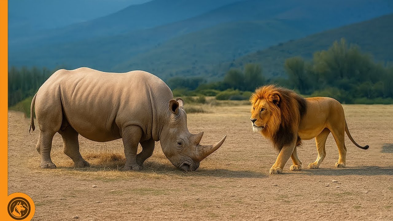 Lew atakuje nosorożca... i płaci za to bardzo wysoką cenę! - YouTube