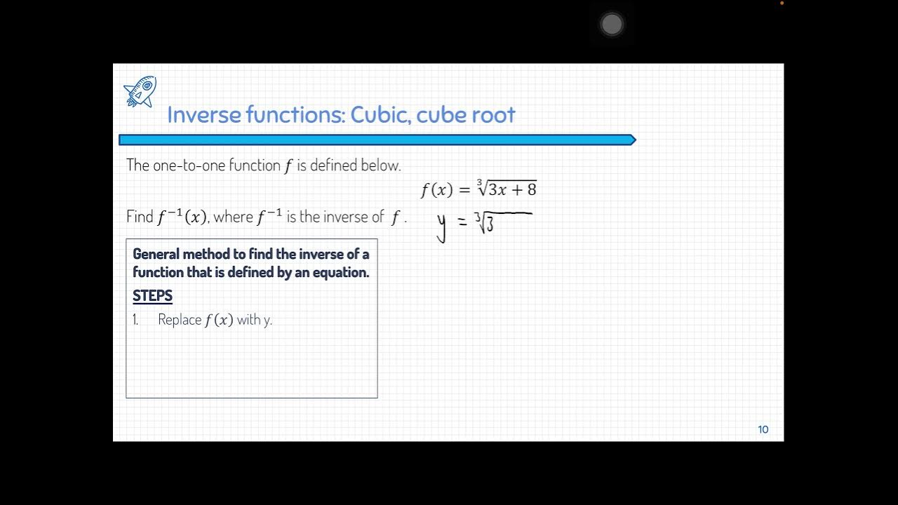 04.03 Inverse functions: Cubic, cube root (Example 1) - YouTube