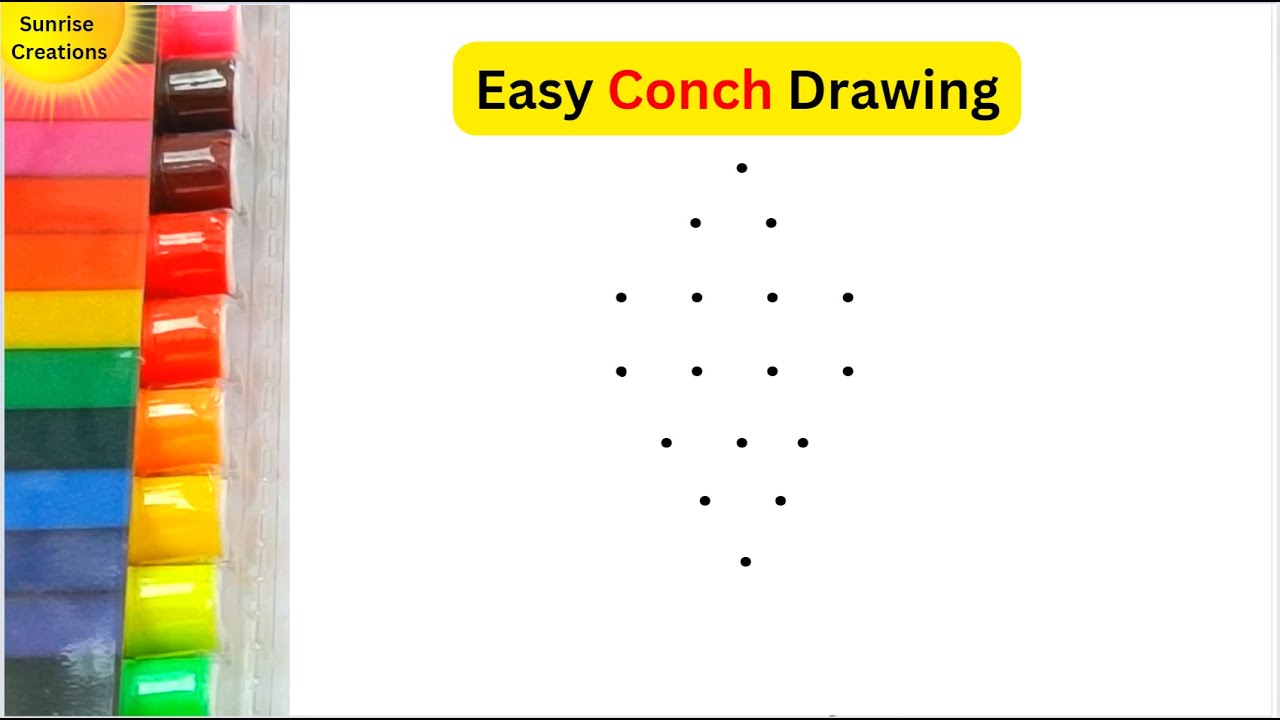How to Draw a Conch Shell Step by step from Dots for Beginners | Easy ...