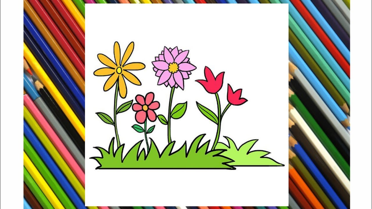 How to draw garden scenery step by step /Flower Garden drawing /Easy ...