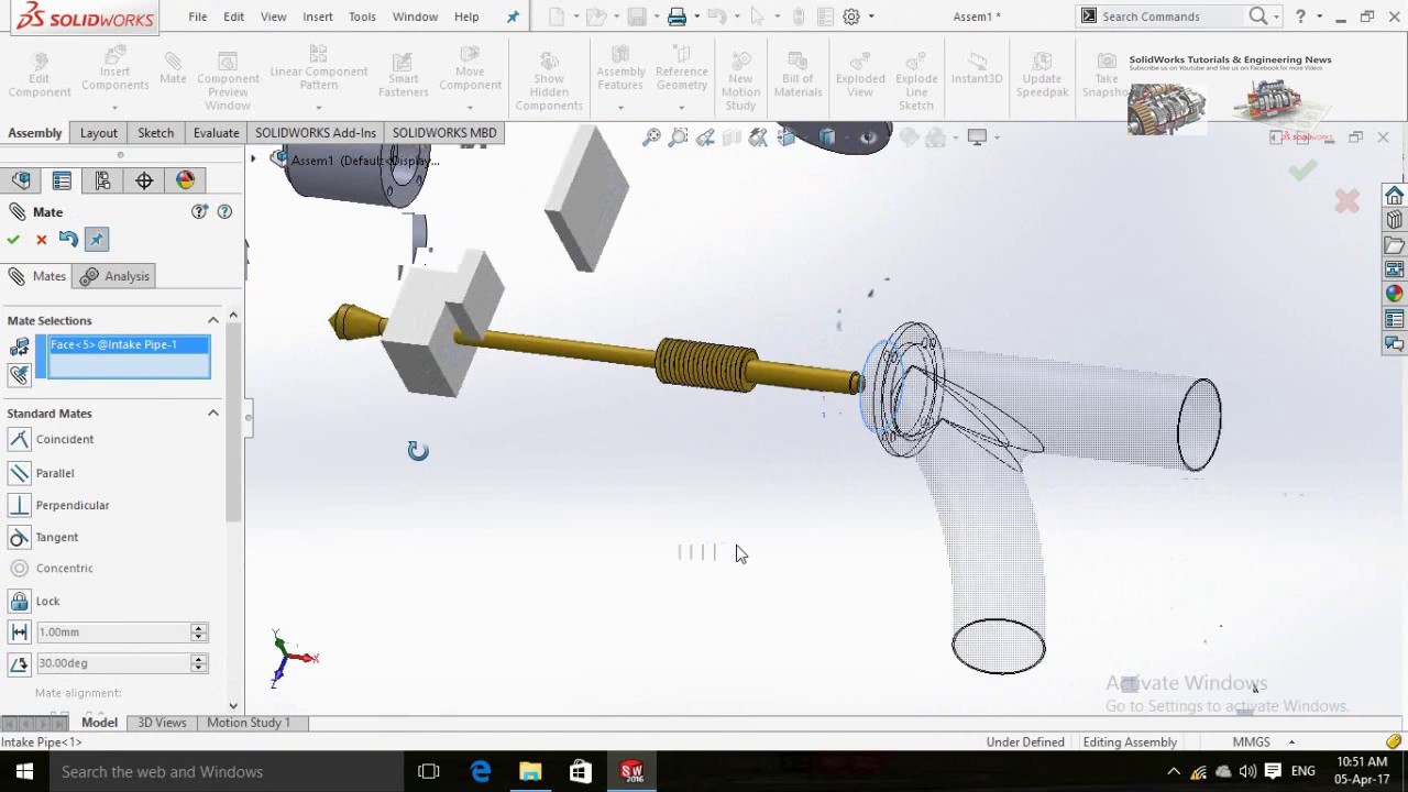 Jet Assembly of Pelton Wheel SolidWorks Assembly Tutorial - YouTube