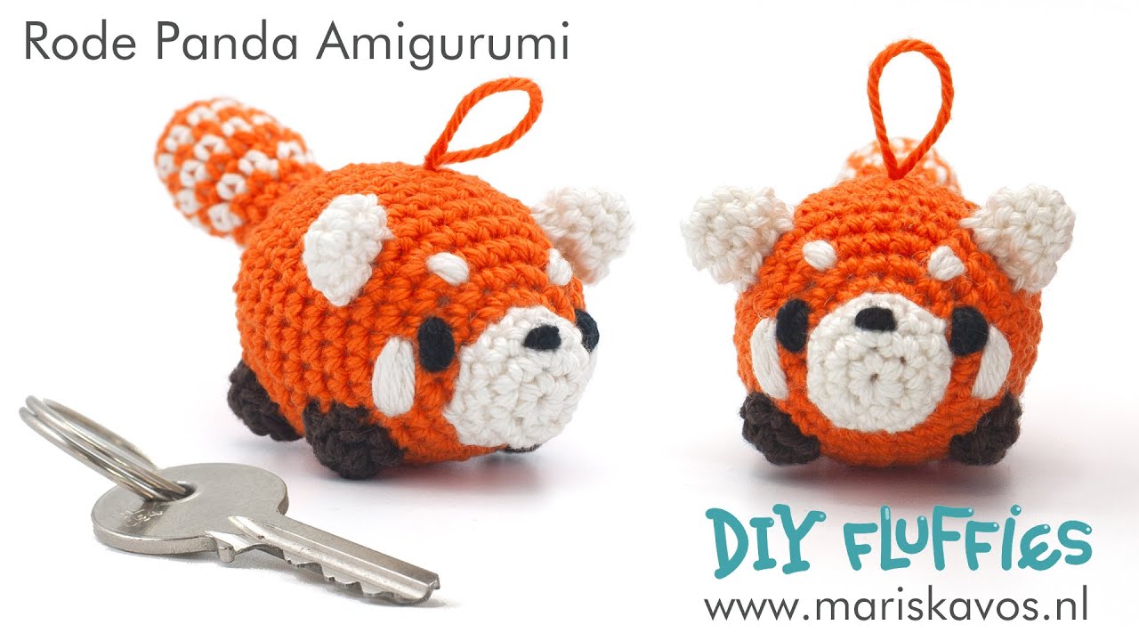 Rode Panda Amigurumi sleutelhanger haakpatroon - Nederlands - YouTube