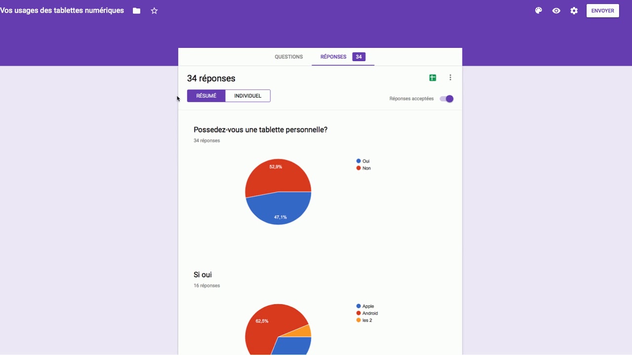 Recuperer les résultats d'un Google forms et les trier - YouTube
