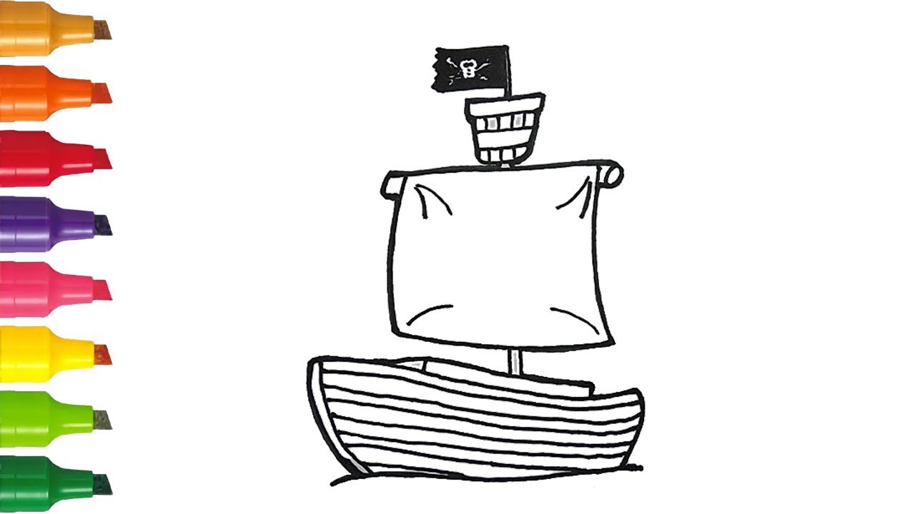 How to draw a Pirate boat | Vẽ thuyền cướp biển | Drawing Tutorials ...