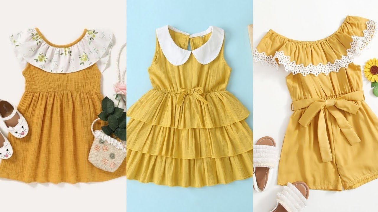yellow colour baby frocks designs for summer /baby dresses - YouTube