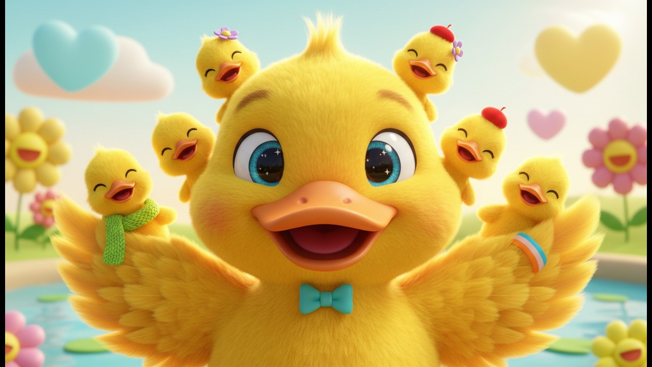 Little Ducks Follow Mama Duck 🦆| Cute Ducklings Song for Kids | Animal ...