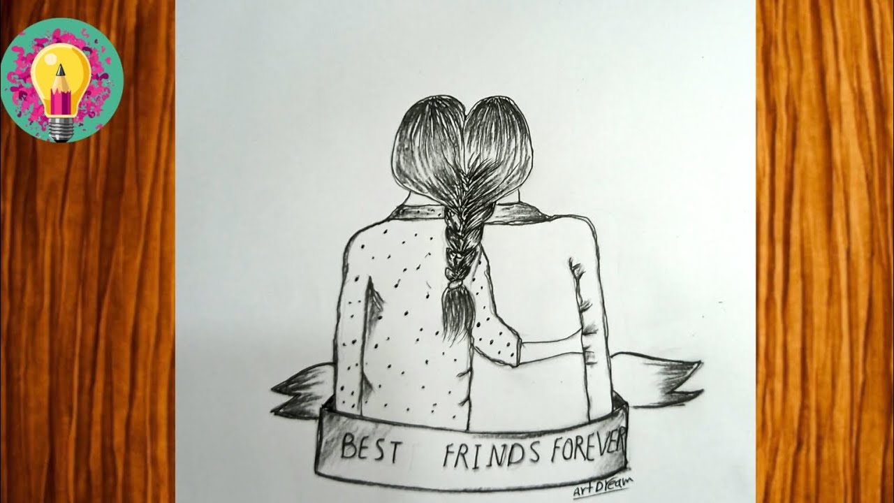 How to draw two close friends very easily in a few minutes/with pencil ...