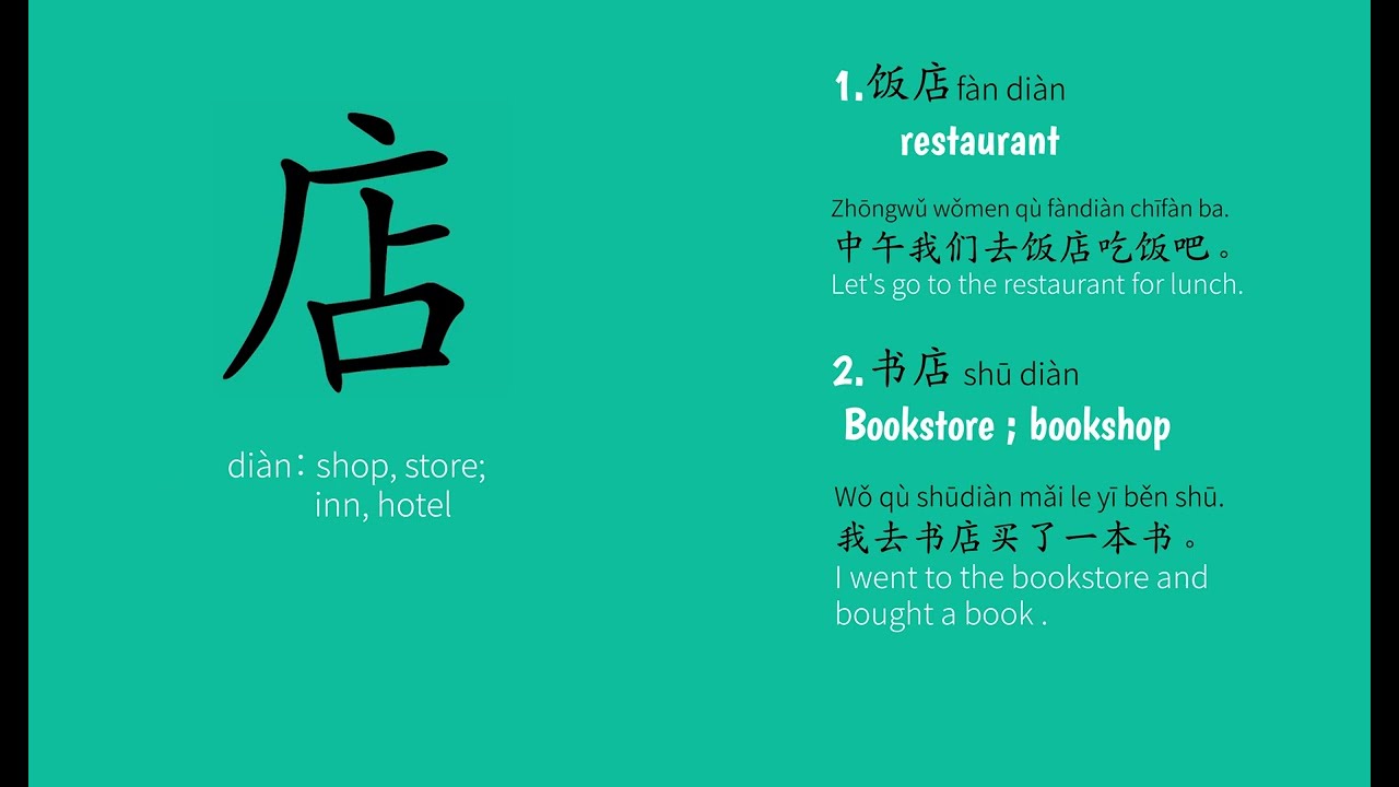 Chinese Character stroke order 店 shop, how to say shop, store, inn ...