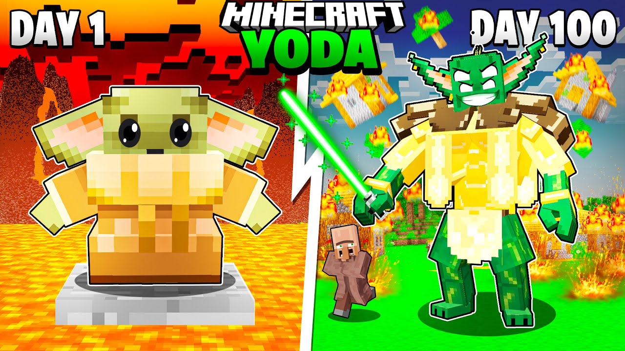 I Survived 100 Days as YODA in Minecraft - YouTube