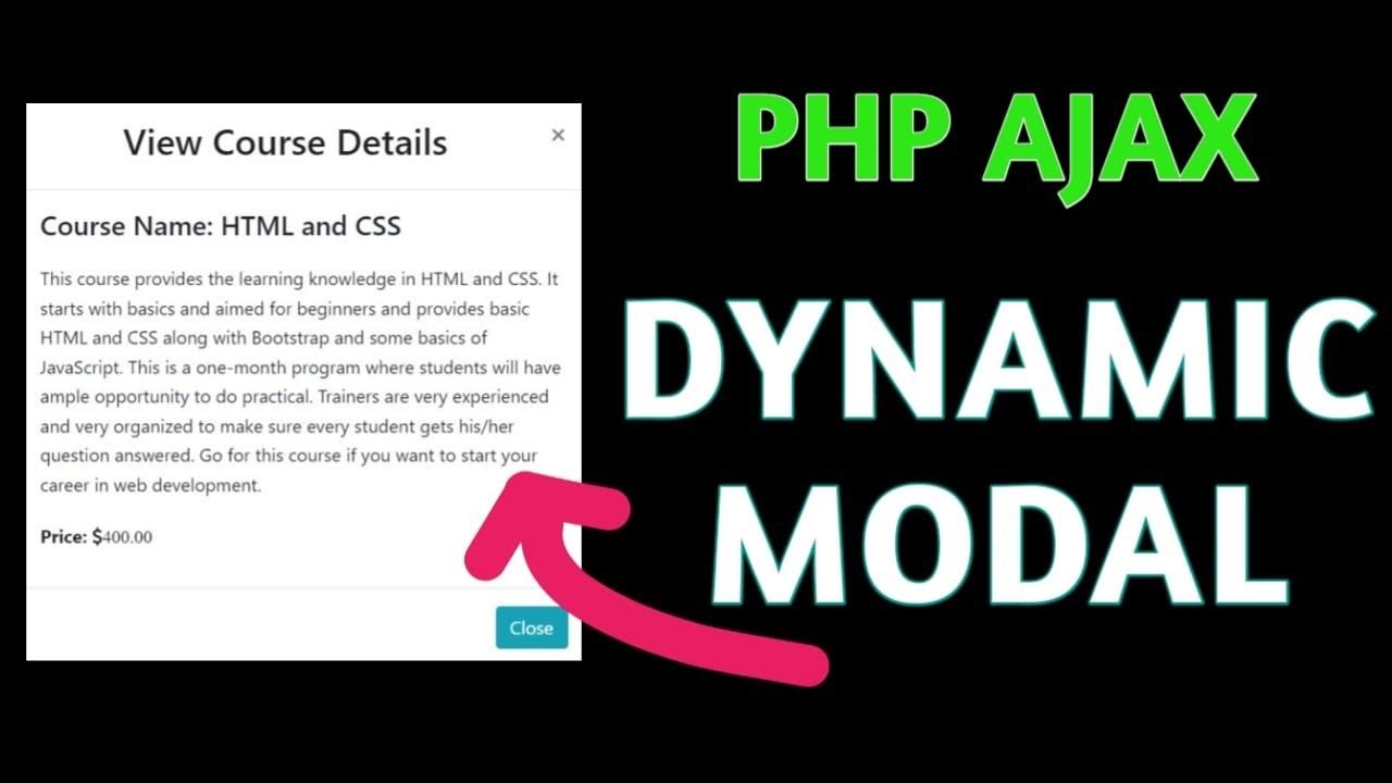 Display Dynamic Data in a Bootstrap Modal using PHP & Ajax - YouTube