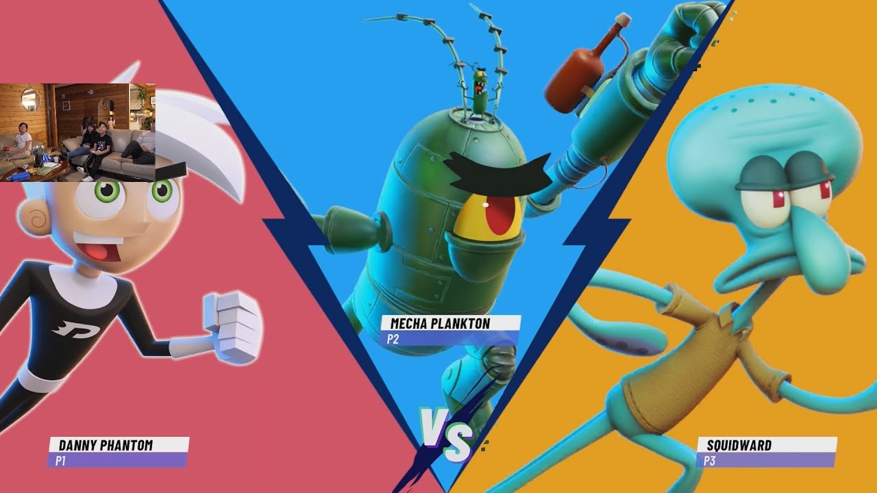 Squidward vs Mecha Plankton vs Danny Phantom | All-Star Brawl 2 # ...