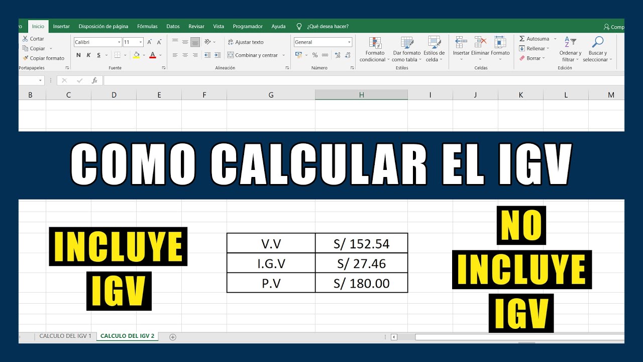 Cómo Sacar el IGV en Excel - (Cuando Incluye IGV y NO Incluye IGV ...