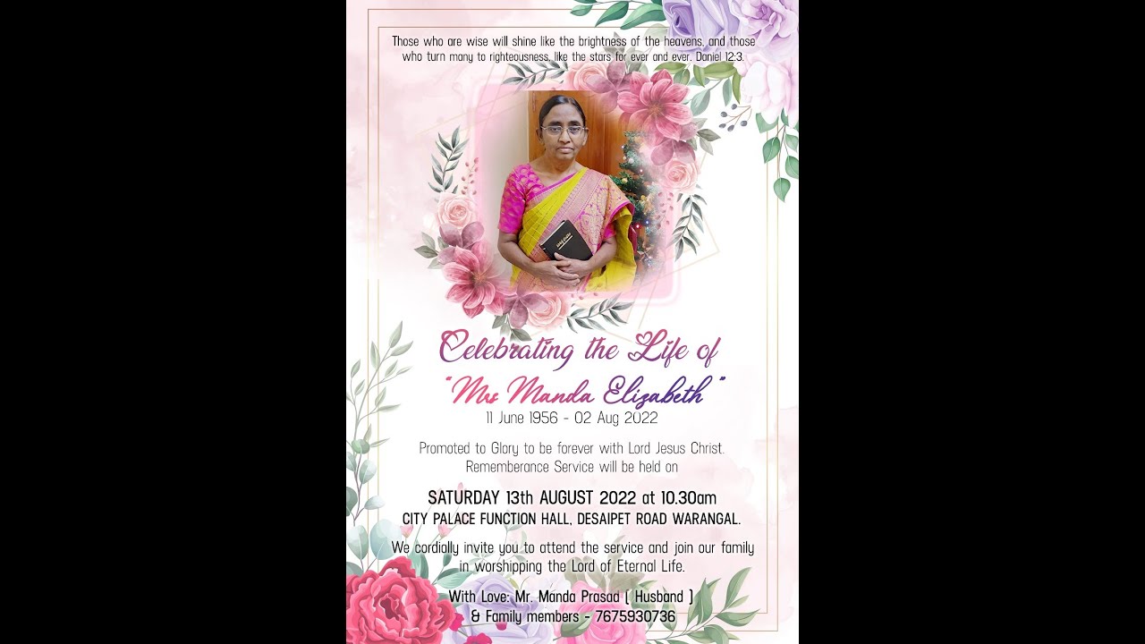 CELEBRATING THE LIFE OFMRS MANDA ELIZABETH - YouTube