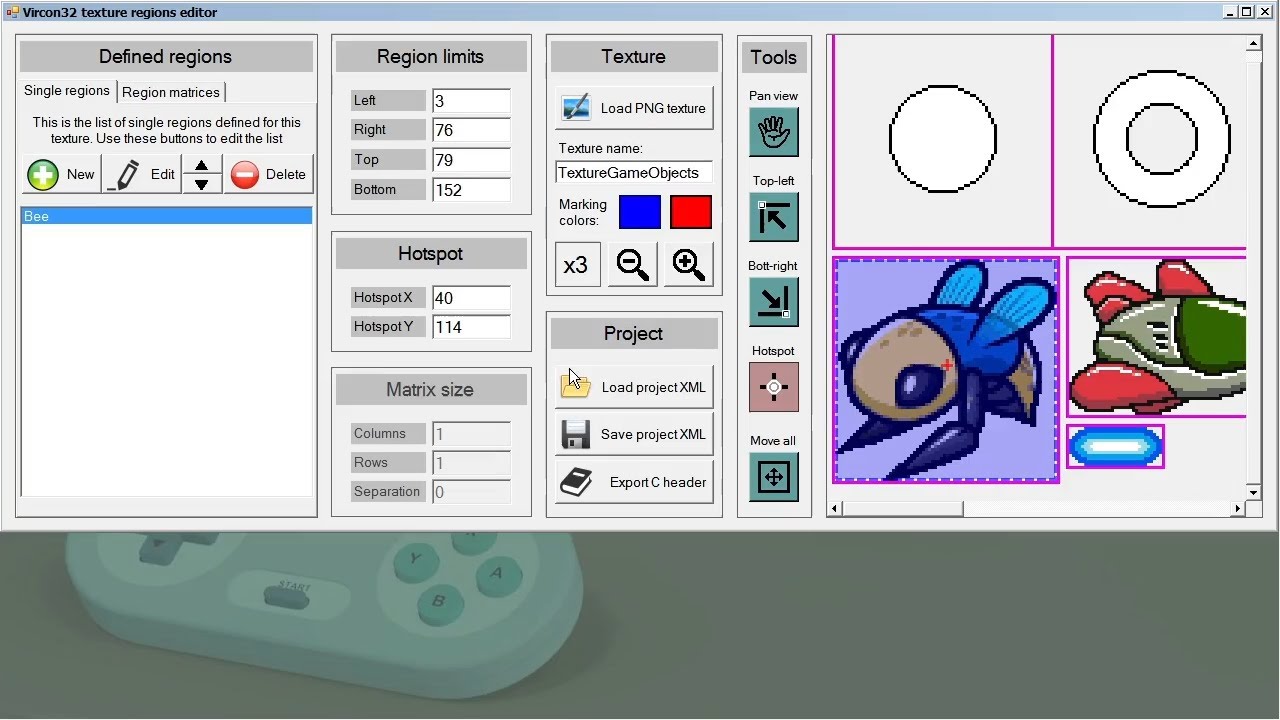 Vircon32 Texture region editor - YouTube