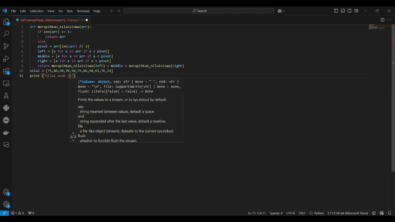 Tugas algoritma (sorting) dalam python # Cafe IT - YouTube