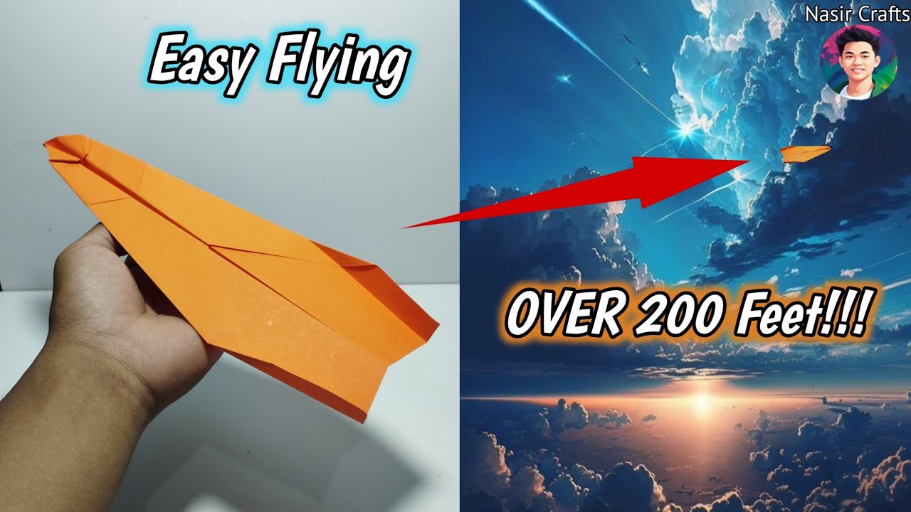 EASY FLYING PAPER PLANE | how to make a paper plane that fly over 200 ...