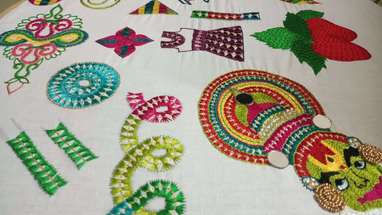 Aari works shapes and designs(Half loaded, Mat filling, Butterfly ...