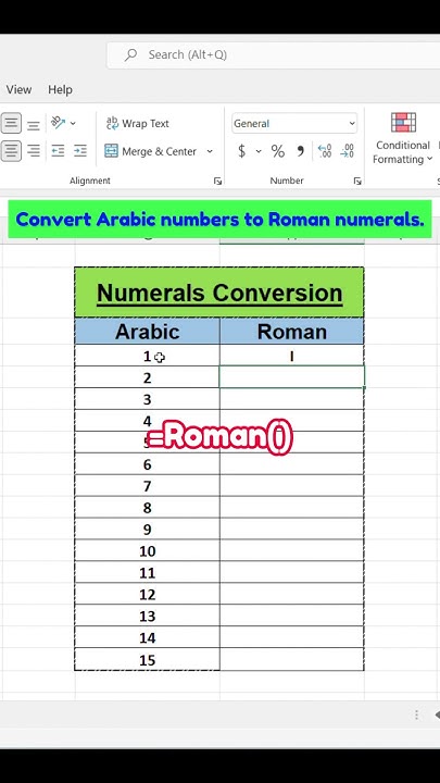 26. Convert Arabic numbers to Roman numerals. #knowledge #exceltips # ...