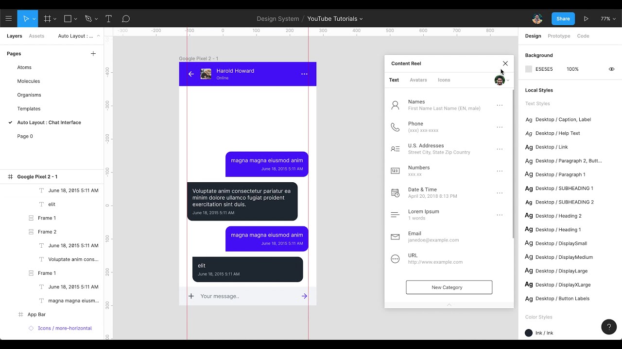 Figma : Auto Layout : Chat Interface - YouTube