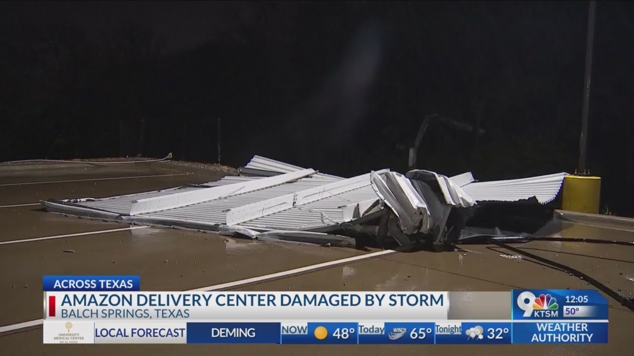 Amazon delivery center damaged by storm - YouTube