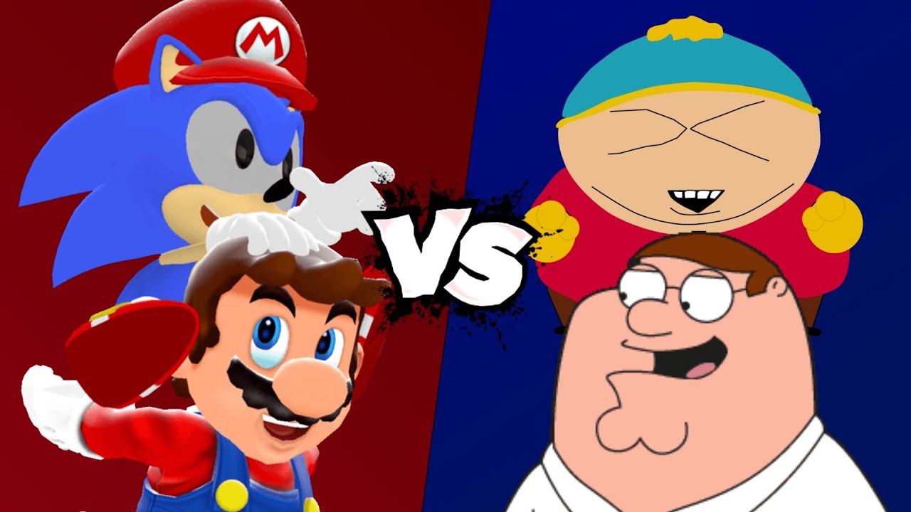 MUGEN Battle - Mario/Sonic vs Eric Cartman/Peter Griffin - YouTube