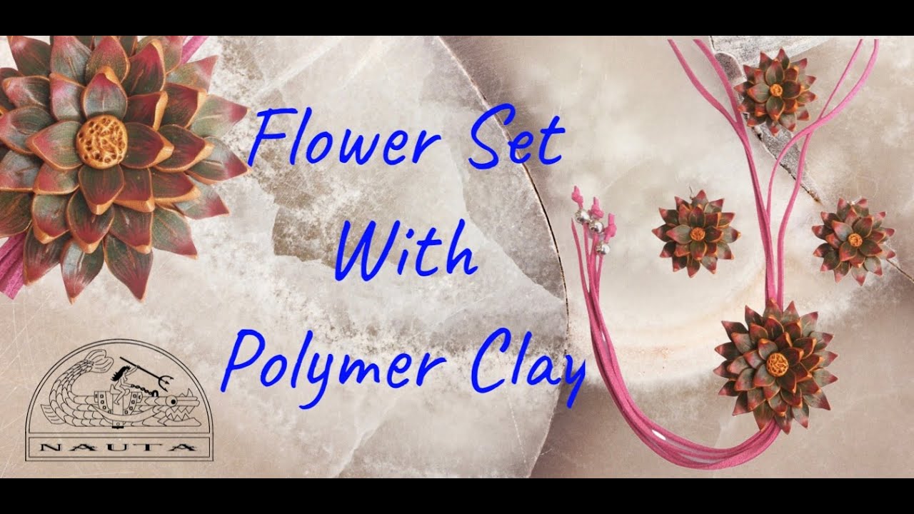 Flower set in polymer clay - YouTube