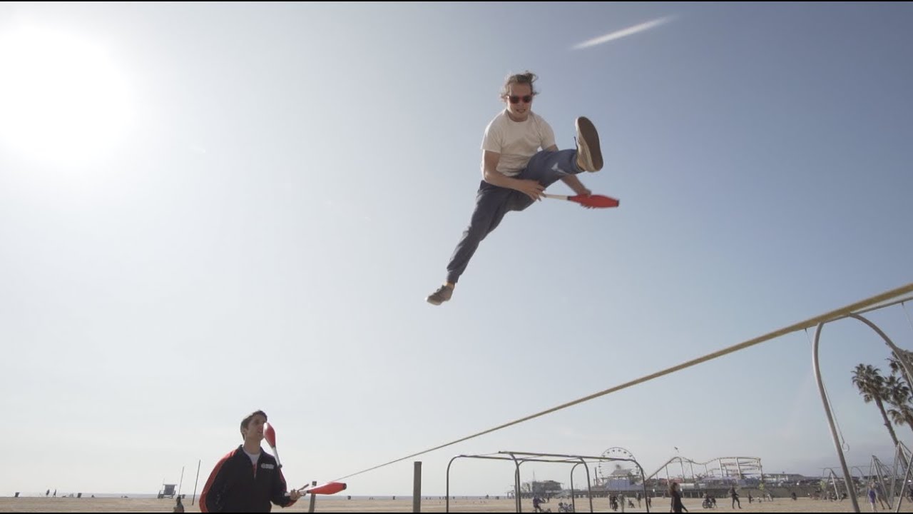 Heels, slacklining and juggling. Josh Horton is joinging in for some ...