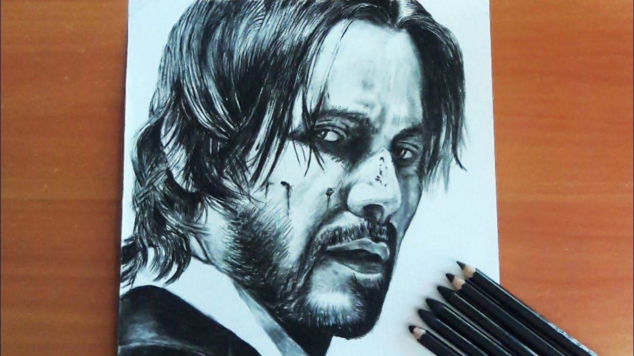 Drawing John wick (keanu Reeves) | Timelapse | Draw & Shade - YouTube
