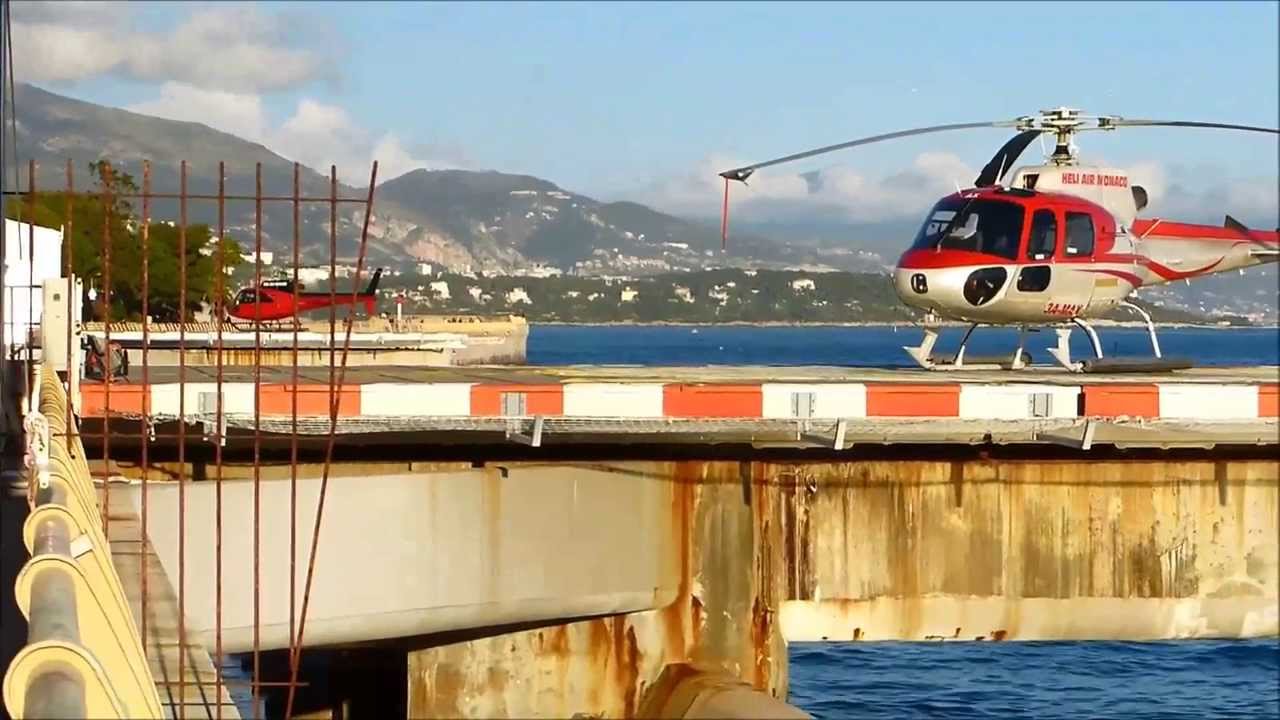 Various helicopters at Monaco Heliport MCM-LNMC - YouTube