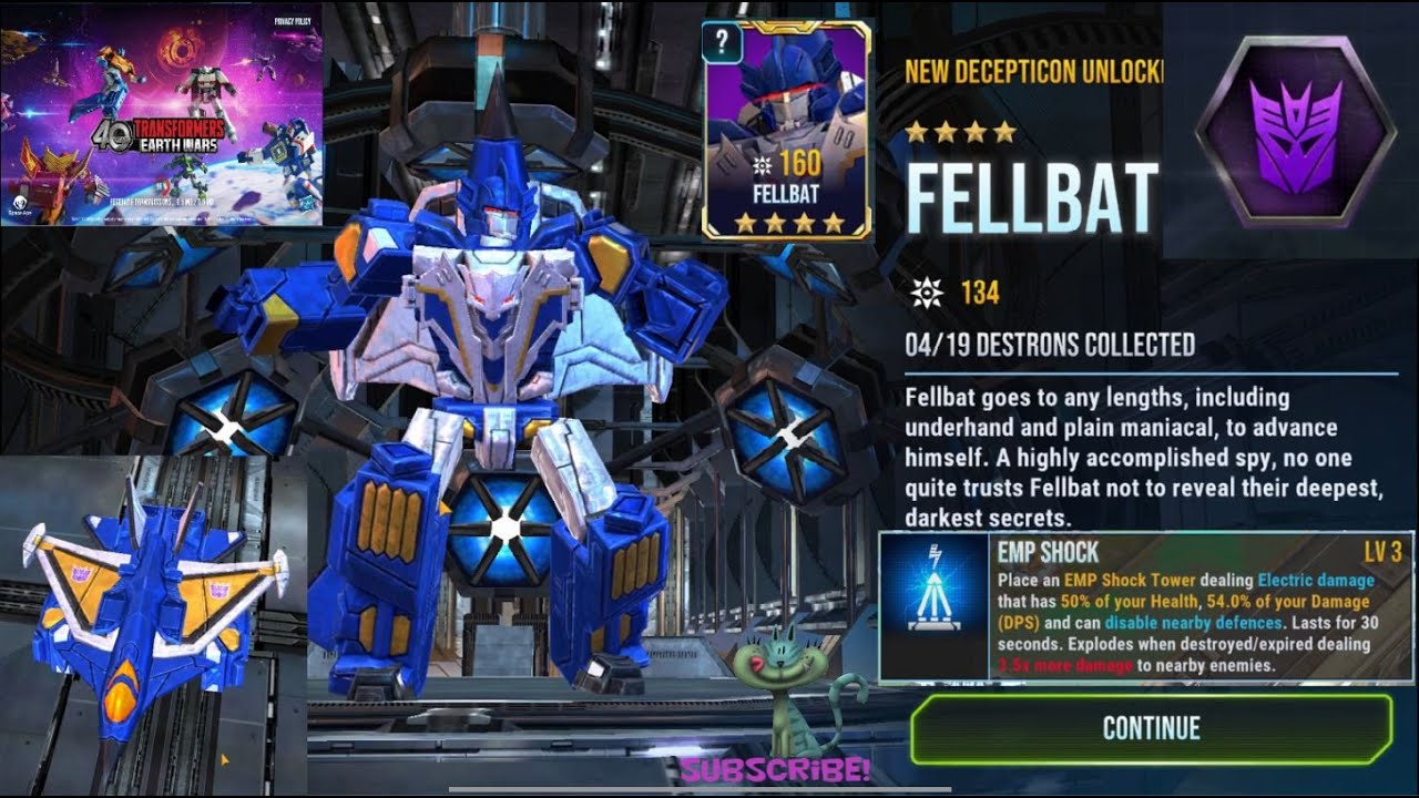 Transformers Earth Wars Unlocking FELLBAT a 4 Gold Stars DECEPTICON ...