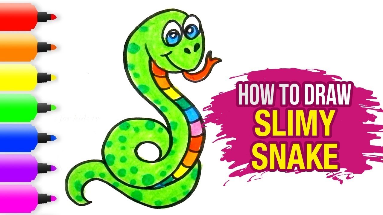 How To Draw Slimy Snake | Drawing For Kids | Coloring Pages For Kids ...