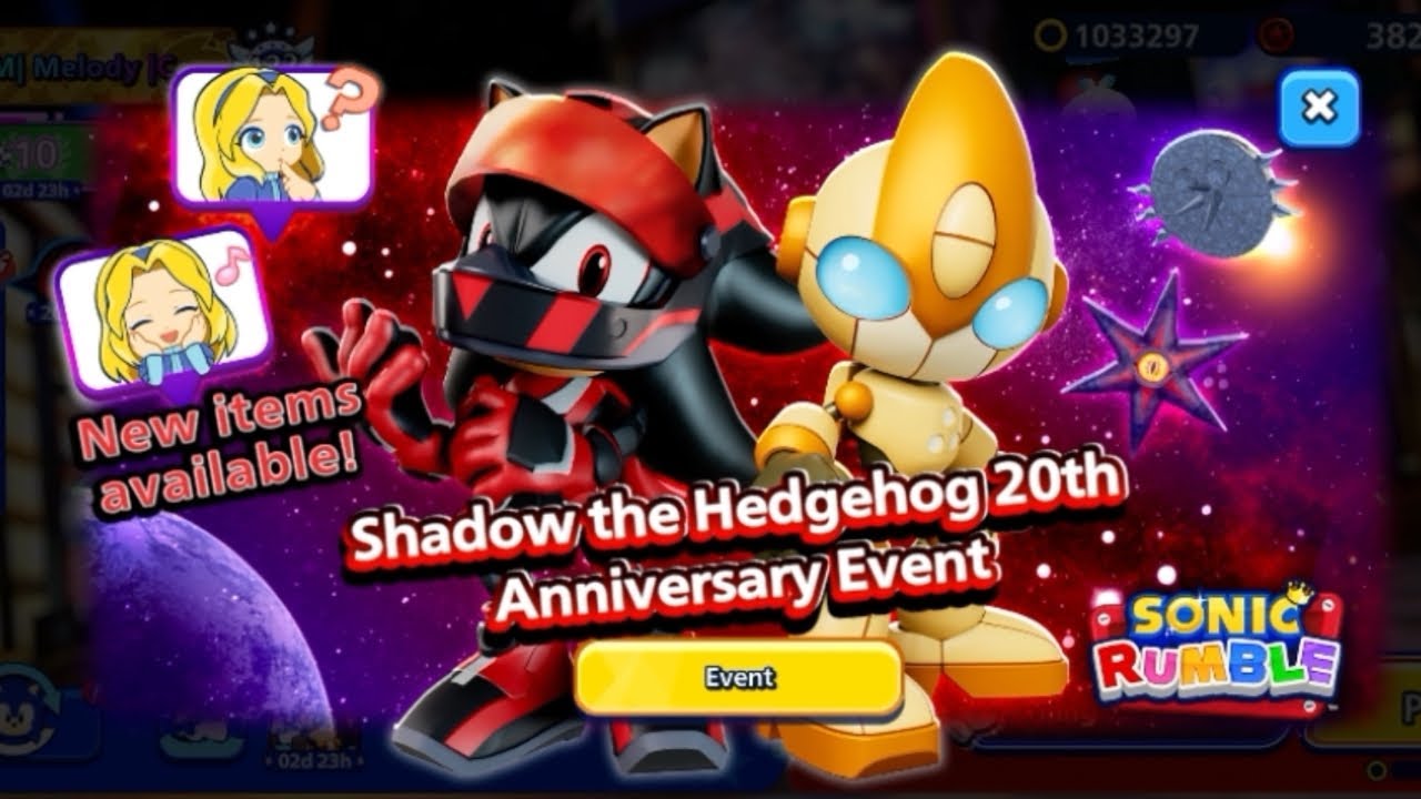 Sonic Rumble New Event : Shadow The Hedgehog 20Th Anniversary 🎊🖤💎🎊 ...