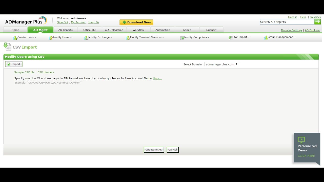 How to modify users in bulk using ADManager Plus - YouTube