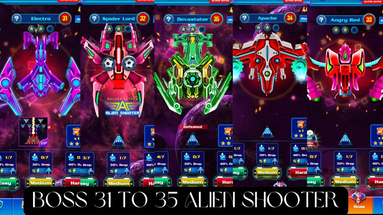 Alien Shooter Boss 31 To 35 | Galaxy Attack Premium All Bosses ...