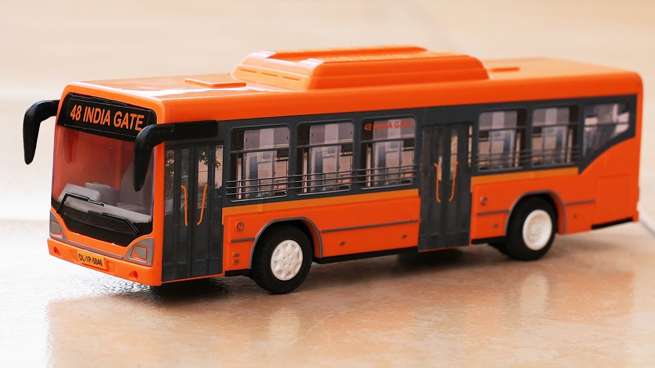 Orange Color Low Floor DTC Bus Unboxing and Review in Hindi, Real Life ...