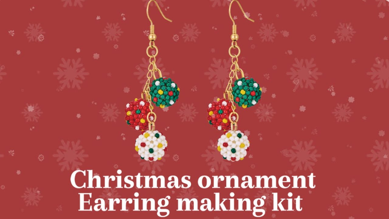 Beaded Christmas ornaments earrings tutorial - YouTube