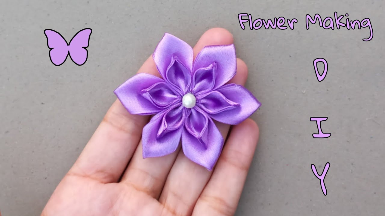 Super Easy Ribbon Flower Making - Ribbon Work - Ribbon Flowers - Hand ...