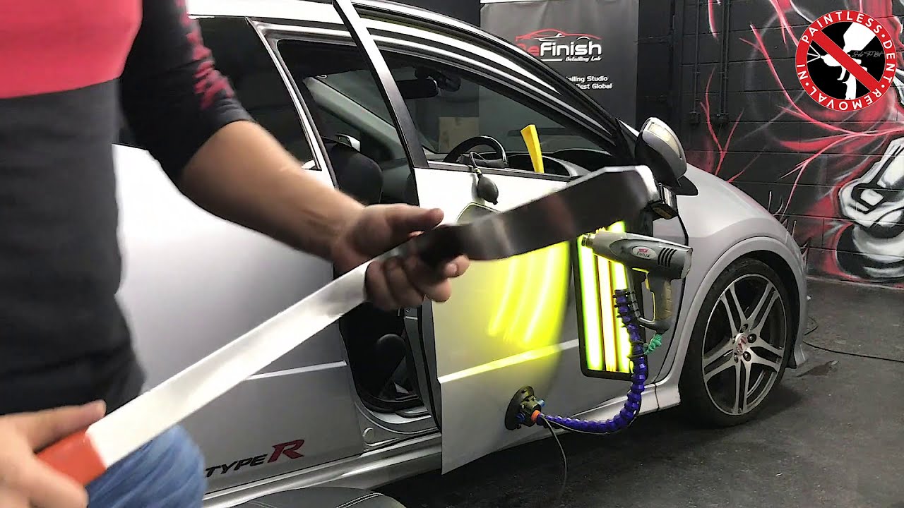 HAND MADE PDR FLAT BAR TOOL door body line dent repair pdr TIME LAPSE ...