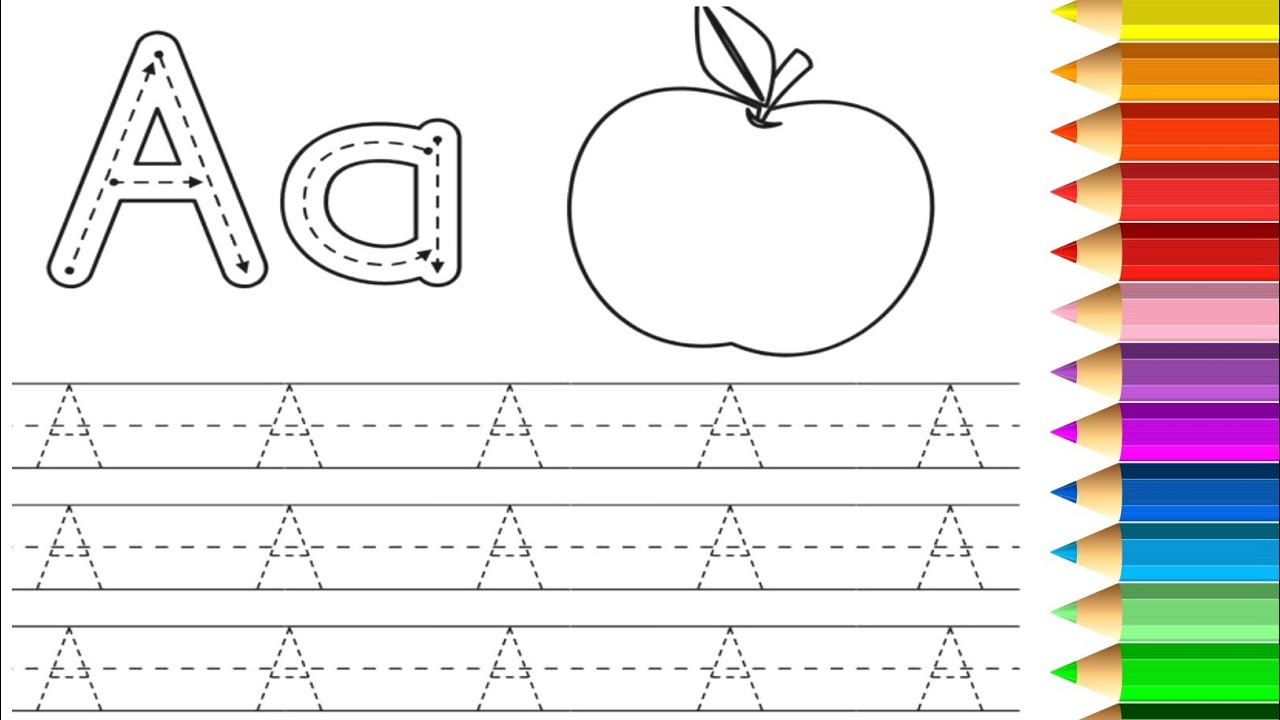 A for apple, Abcde, alphabet writing, tracing alphabet for toddlers # ...