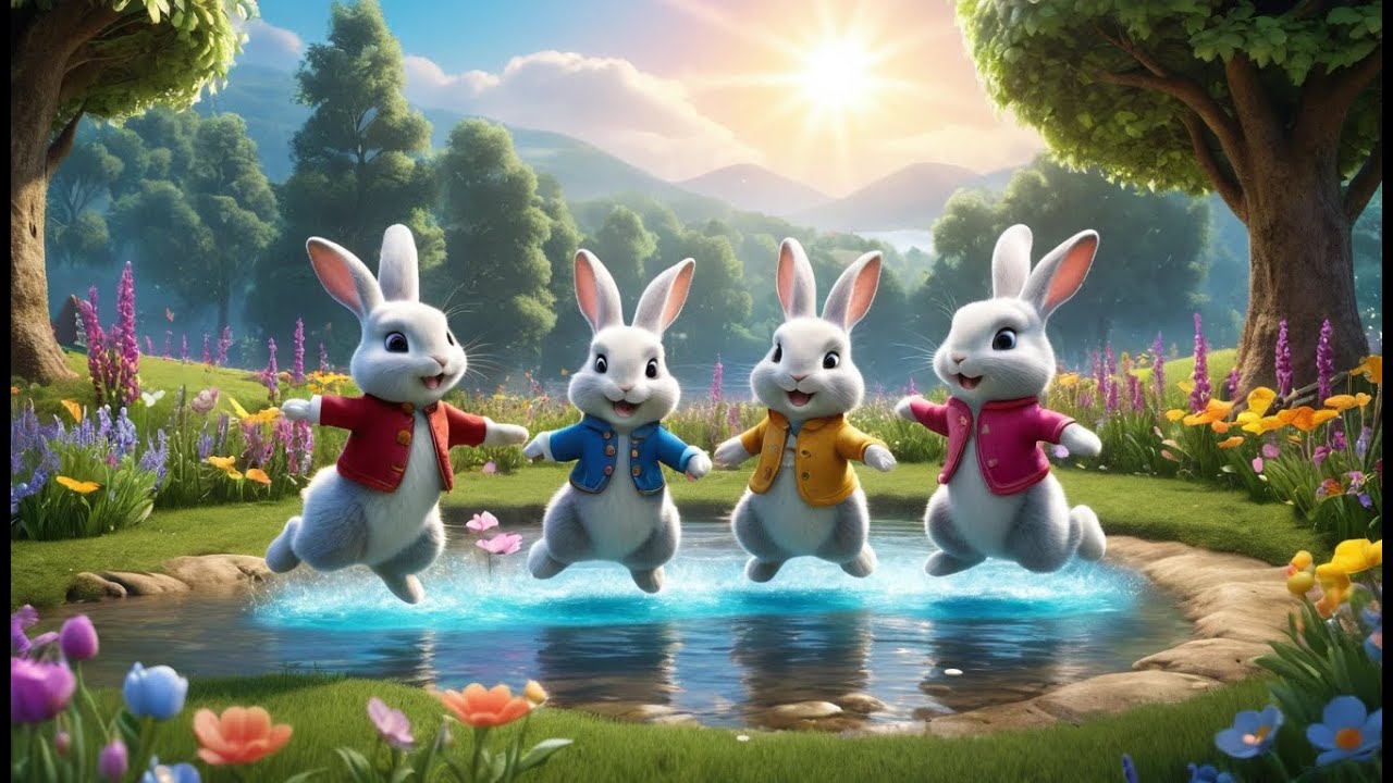 Five Little Bunnies Jumping on the Bed | Fun Bunny Song for Kids ...