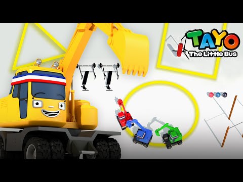 Shapes Song l Learn Shapes with Poco the excavator l Heavy Vehicles Song l Tayo the Little Bus