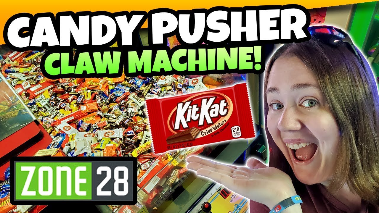 Grab that Candy! Candy Pusher Claw Machine Fun at Zone 28 Arcade! - YouTube