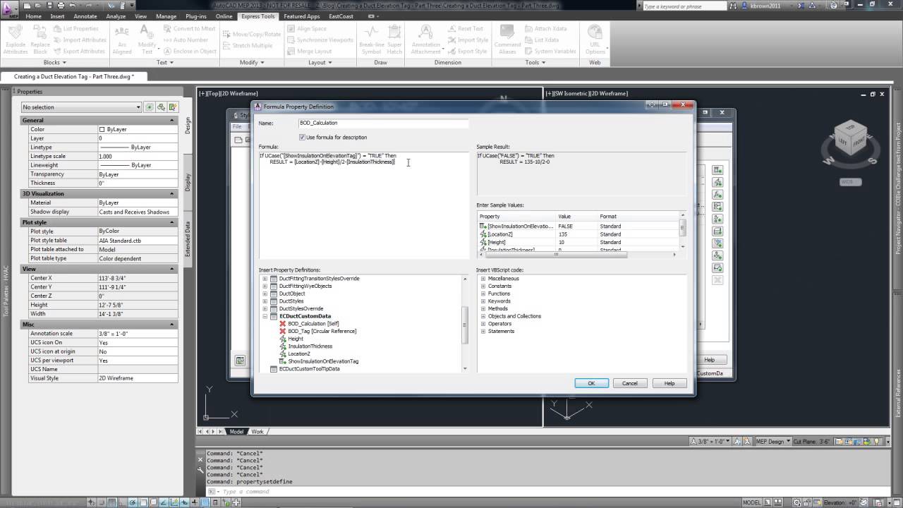 Autocad MEP - Creating a Duct Elevation Tag - Part Three - YouTube