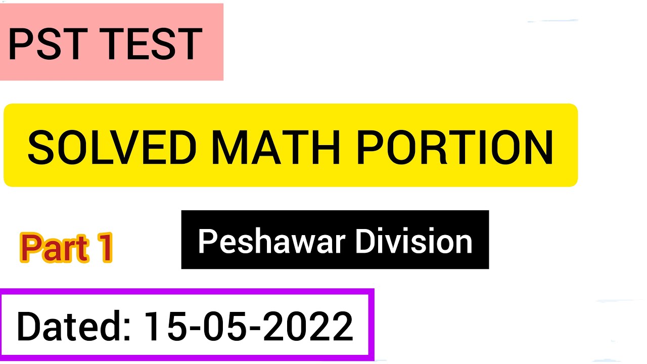 ETEA Pst Test Solved math Portion |Peshawar Division| - YouTube