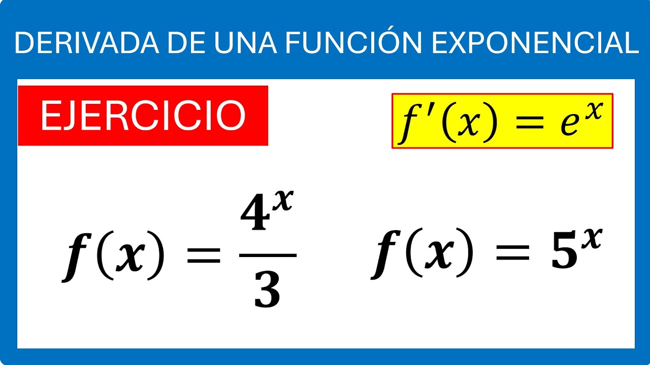 Derivada de una Función Exponencial | EJERCICIOS RESUELTOS - YouTube