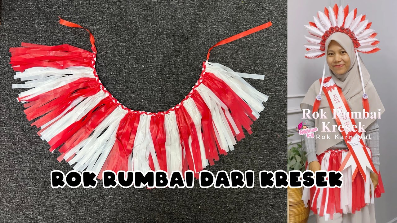 Tutorial rok rumbai dari kresek | tutorial kostum karnaval fari plastik ...