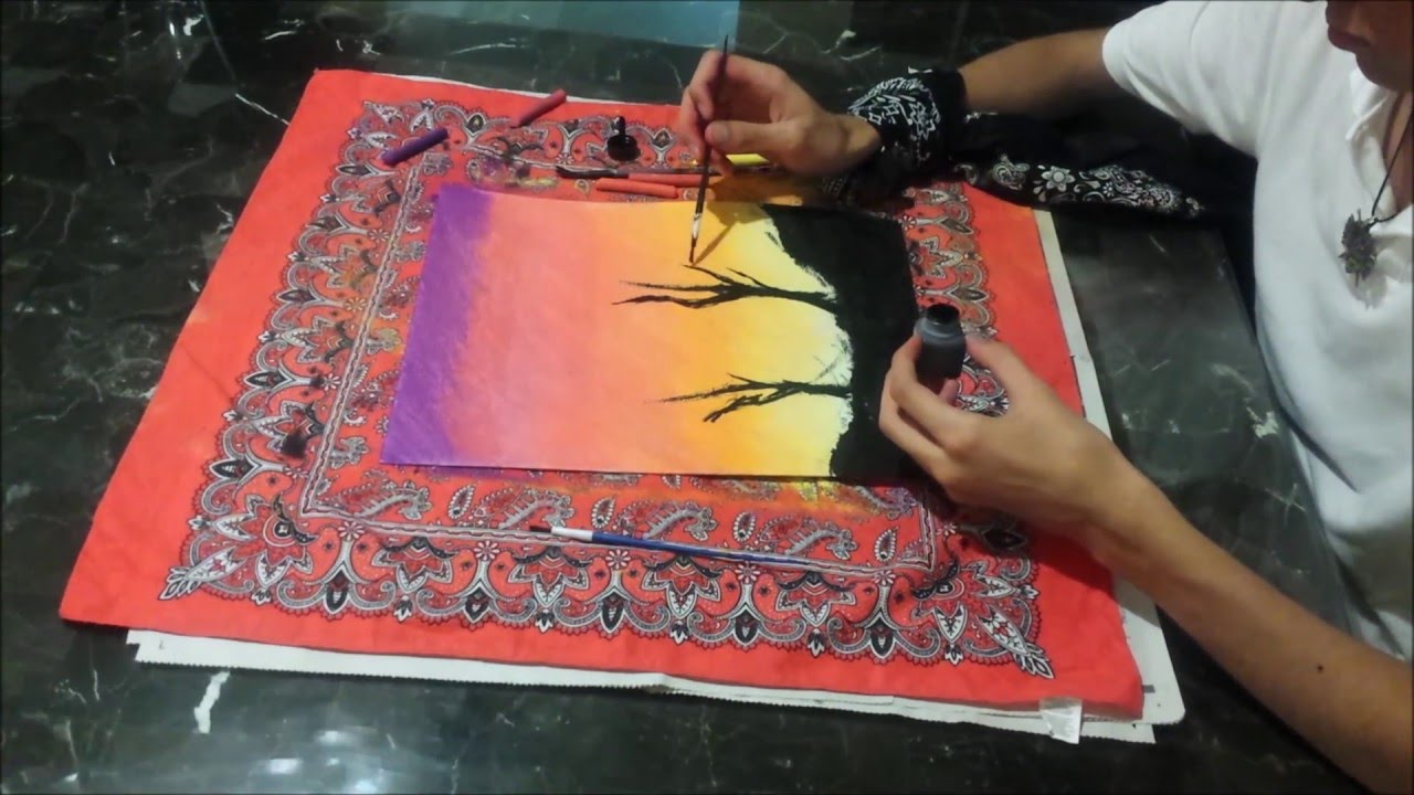 Tutorial para realizar una pintura con gises y tinta china - YouTube
