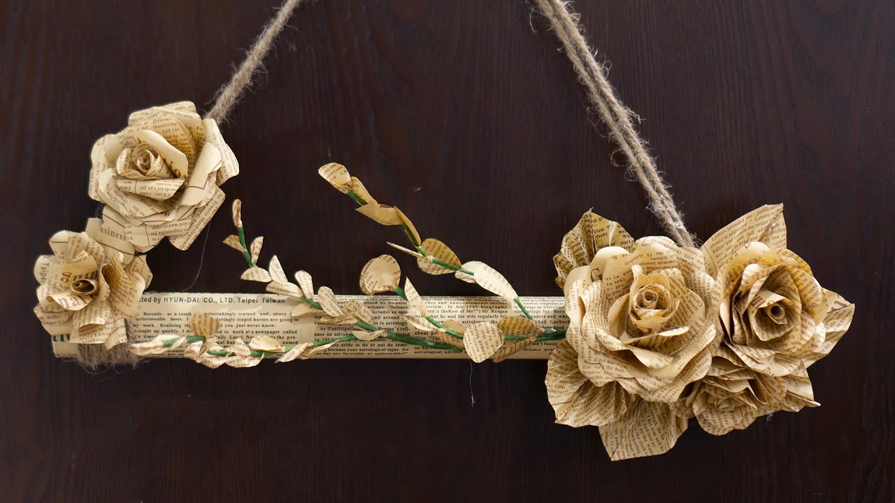 How To Make Old Newspaper Rose | Newspaper Roses Handmade - YouTube