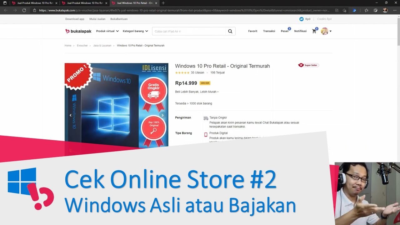 Cek Bajakan #2: Identifikasi Windows Asli atau Bajakan Di Online Shop ...
