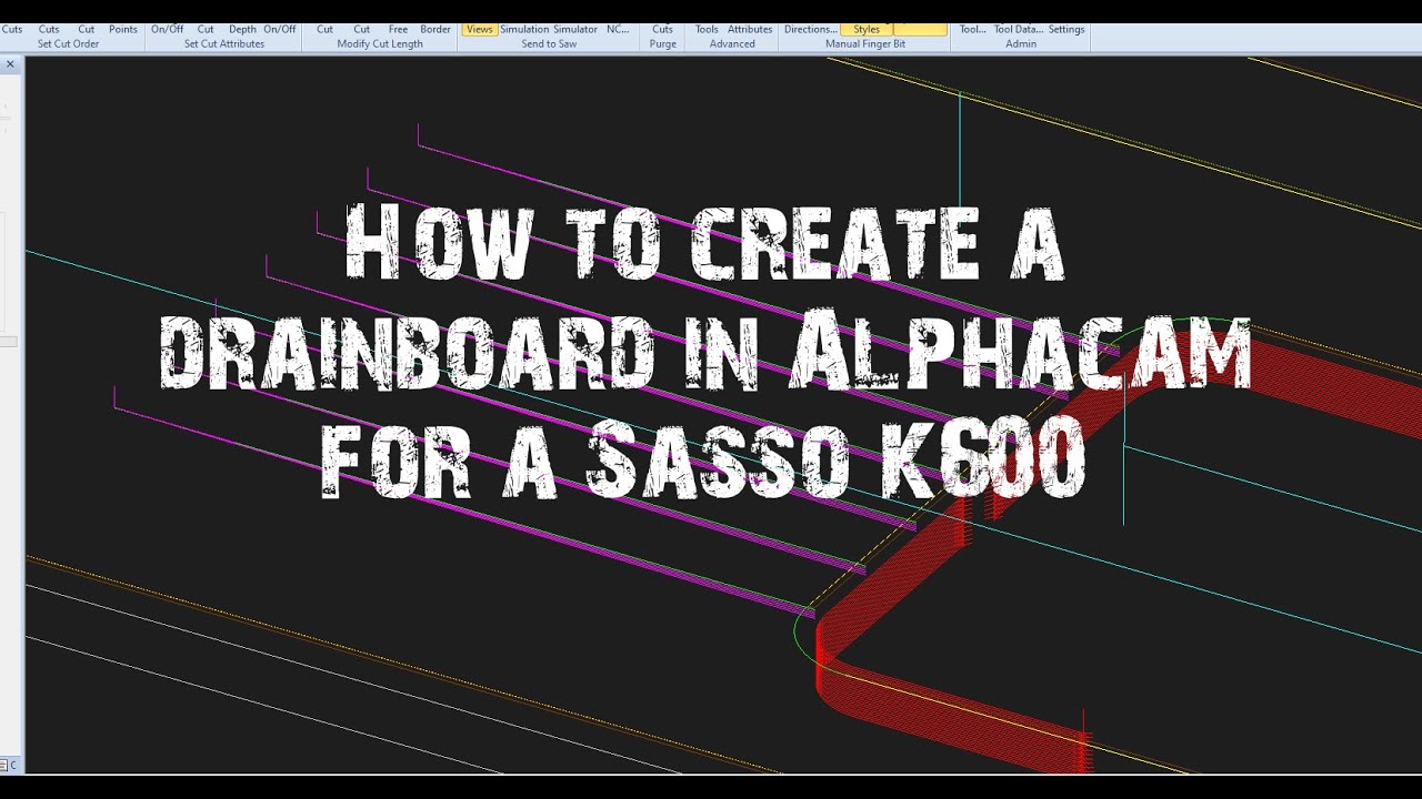 How to create a drainboard in Alphacam for a Sasso K600 - YouTube